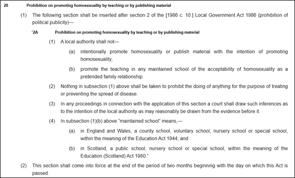 Section 28: The introduction and effects – Open Book